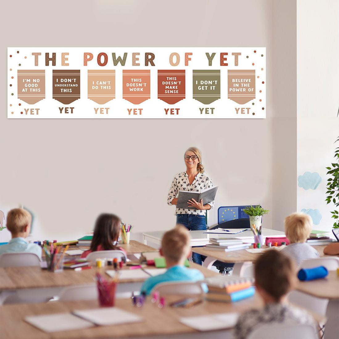 Boho Gender Neutral Classroom Banner Poster Sign for Teachers, Door Wa