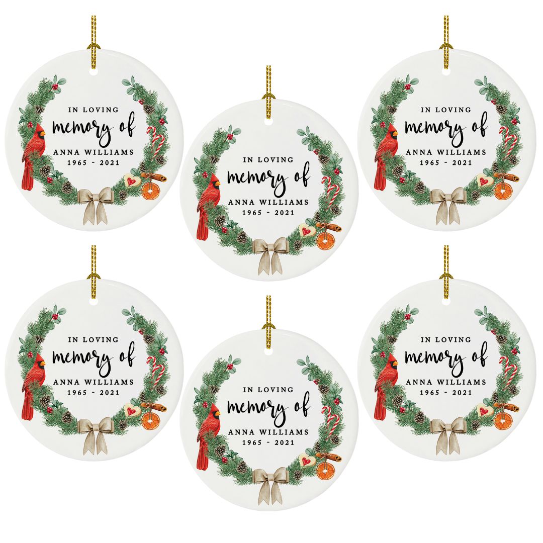 Bulk Custom In Loving Memory Round Porcelain Ornament, Loss Of Loved O