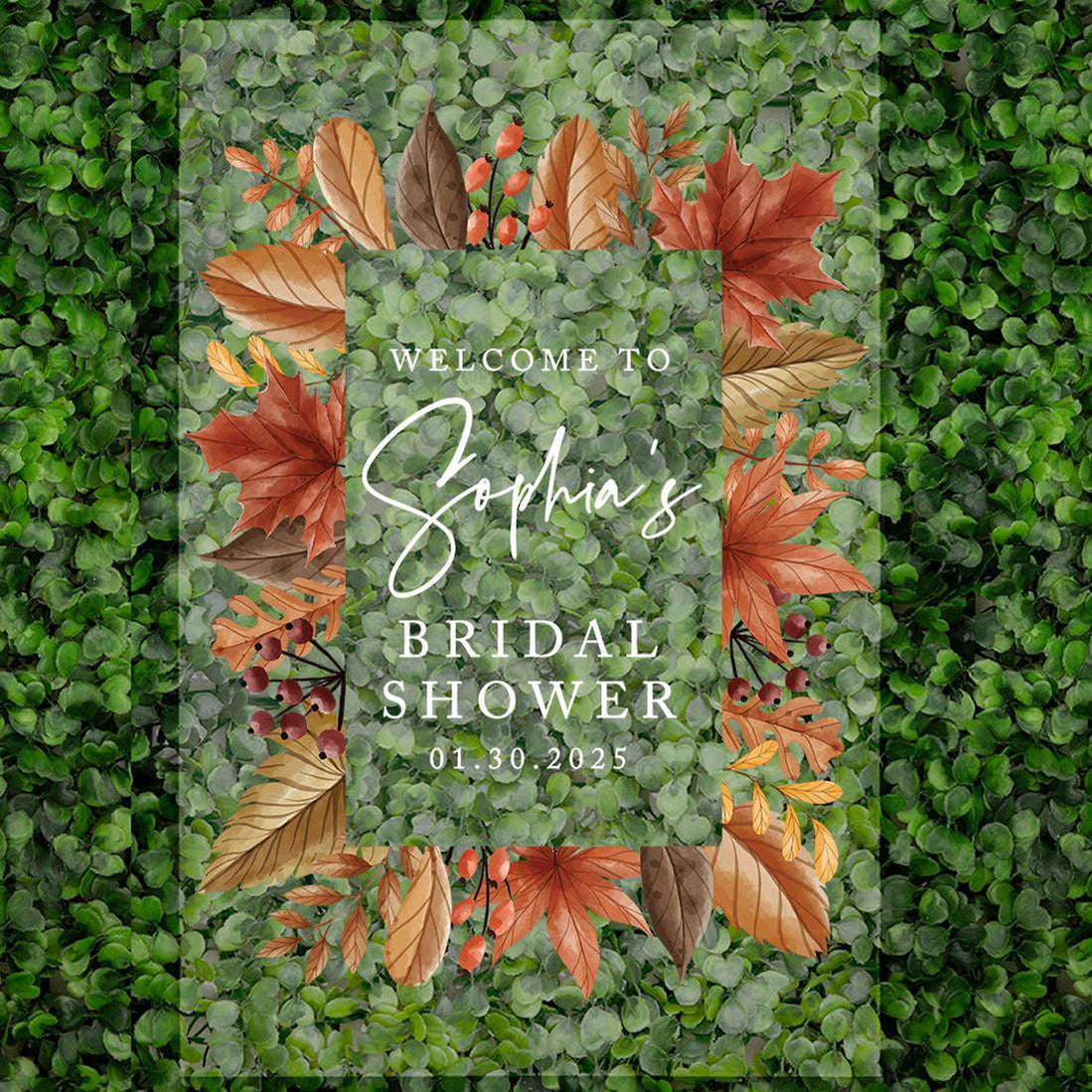 Custom Fall Wedding Acrylic Welcome Signs, 16 x 24 Inches