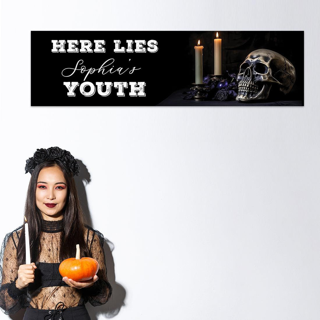 Custom Halloween RIP Birthday Banner, Backdrop Welcome Sign, Set of 1