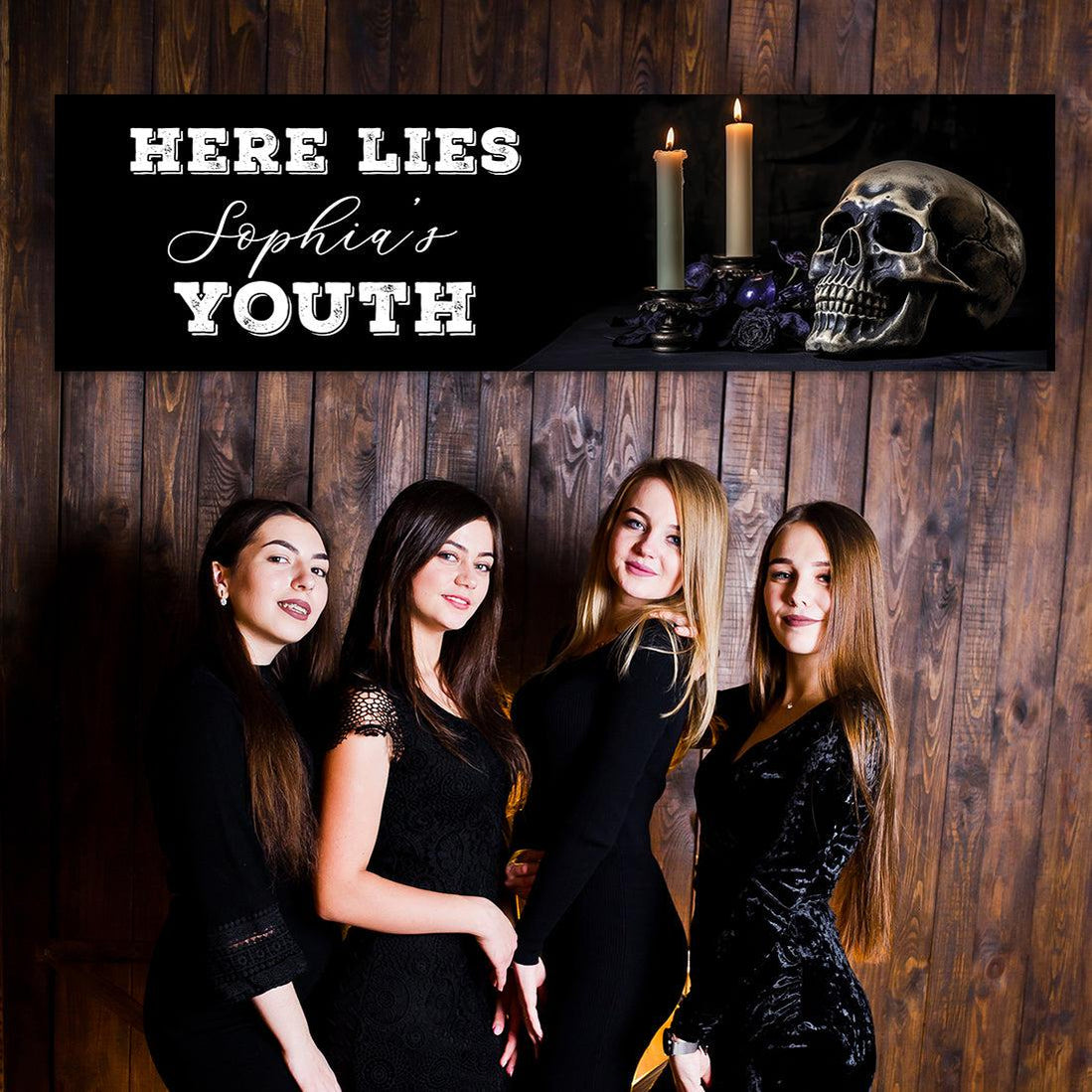 Custom Halloween RIP Birthday Banner, Backdrop Welcome Sign, Set of 1