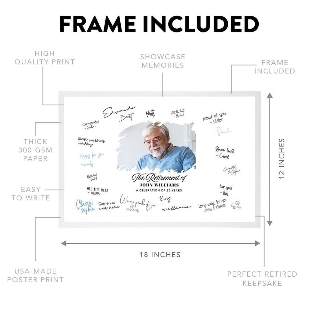Custom Photo Retirement Signature Frame Guest Book Alternative, Set of