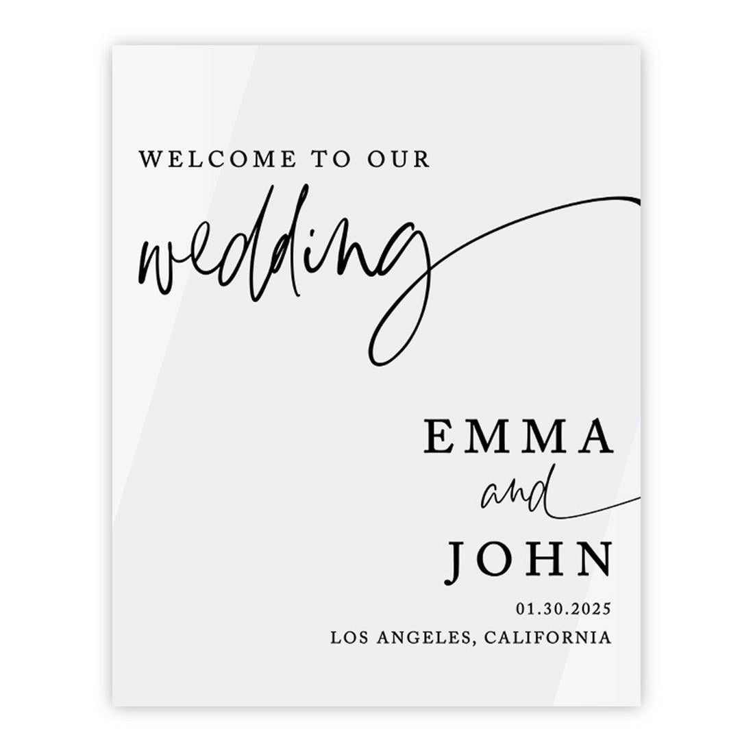 Custom Wedding Welcome Sign, Elegant White Acrylic for Reception and C