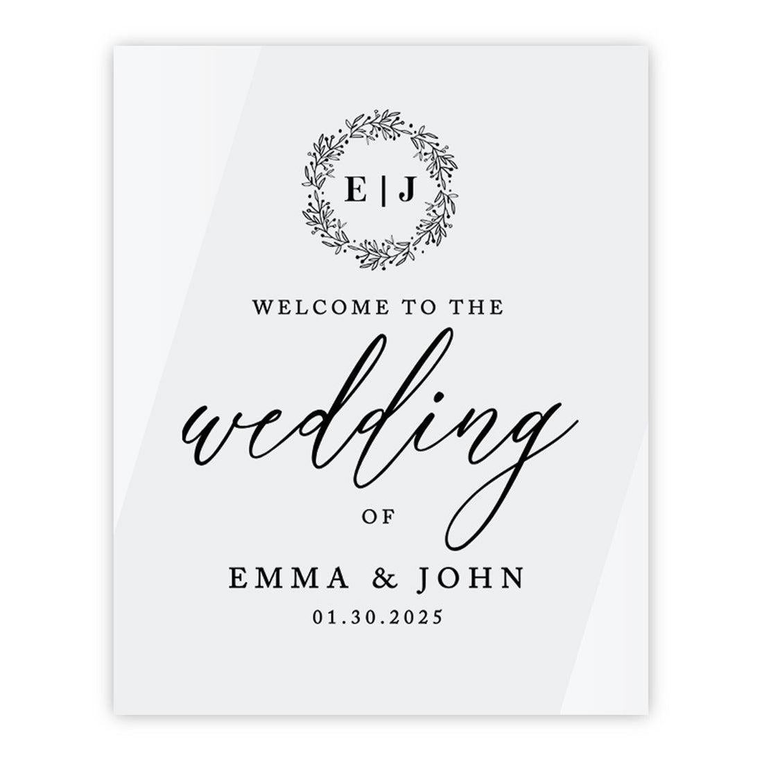 Custom Wedding Welcome Sign, Elegant White Acrylic for Reception and C