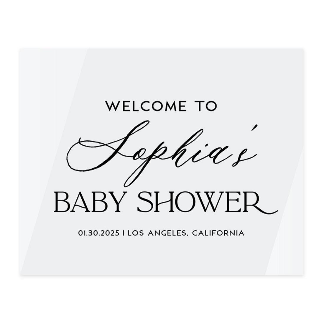 Custom White Acrylic Baby Shower Welcome Sign, Large Gender-Neutral De