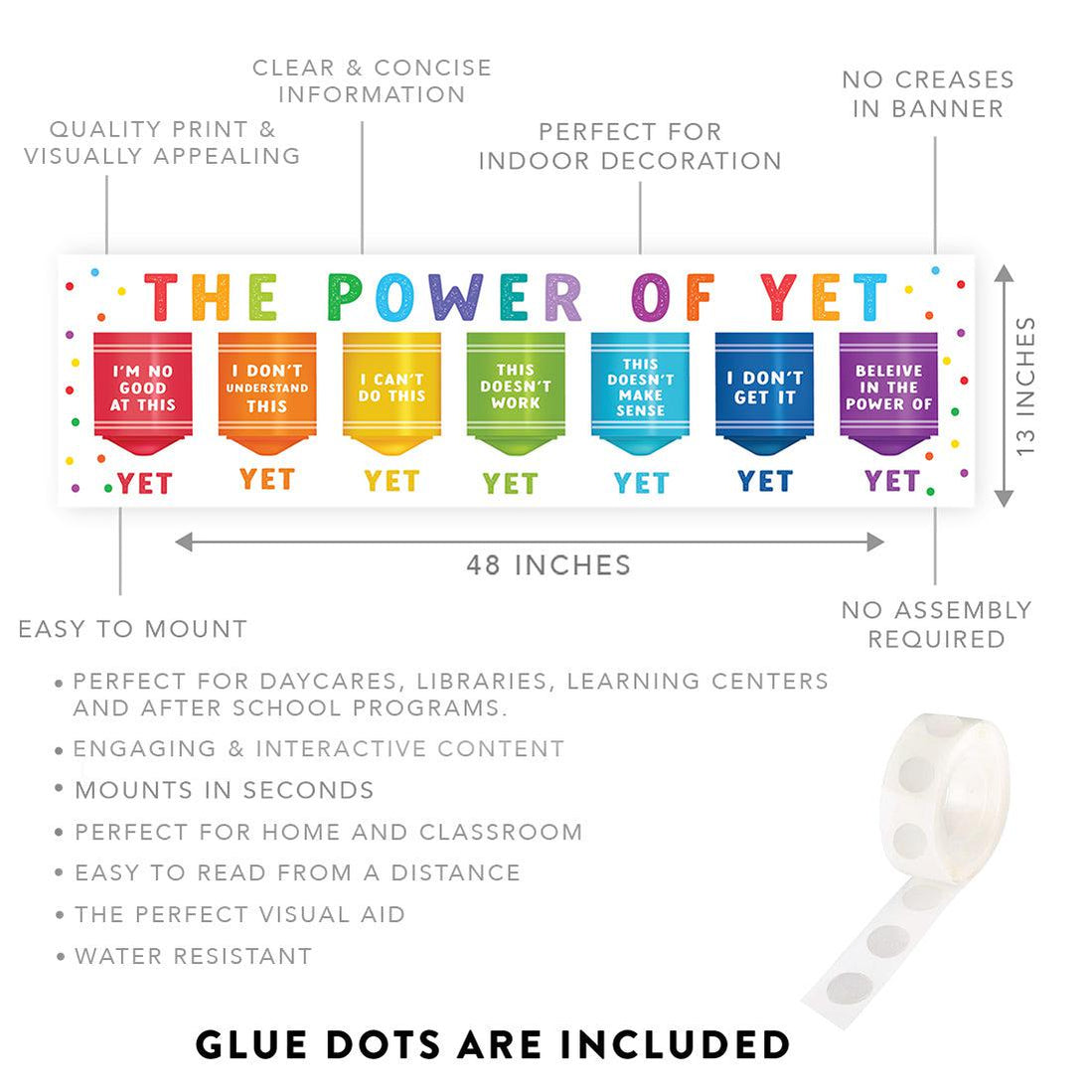 Growth Mindset Classroom Banner Poster Signs for Teachers, Set of 2