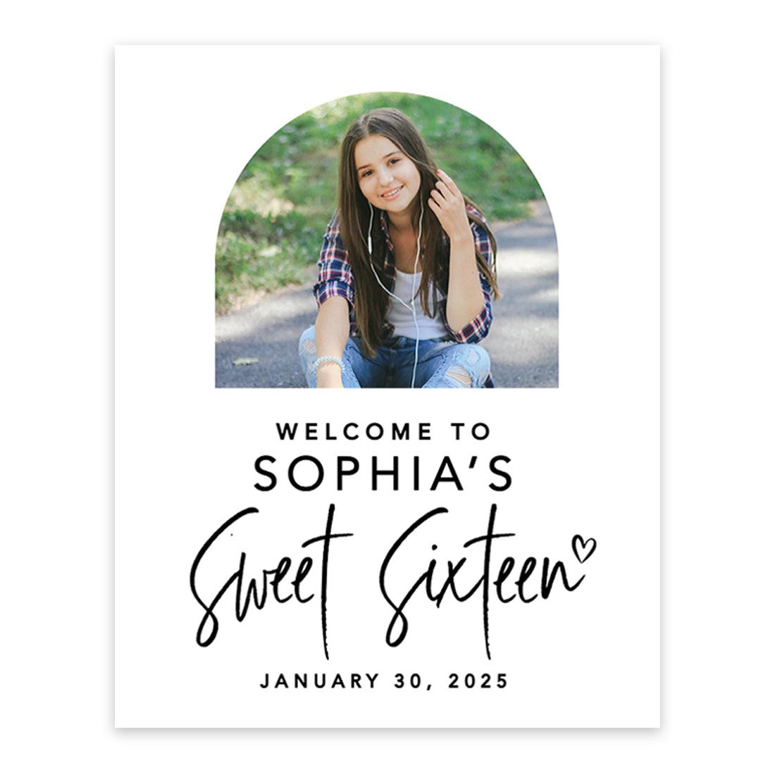 Large Custom Photo Sweet 16 Welcome Sign, Canvas Sign for Party Decor,