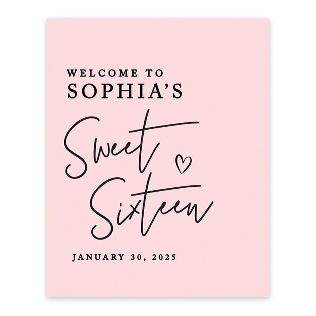 Large Custom Sweet 16 Welcome Sign, Canvas Sign for Party Decor, Set o