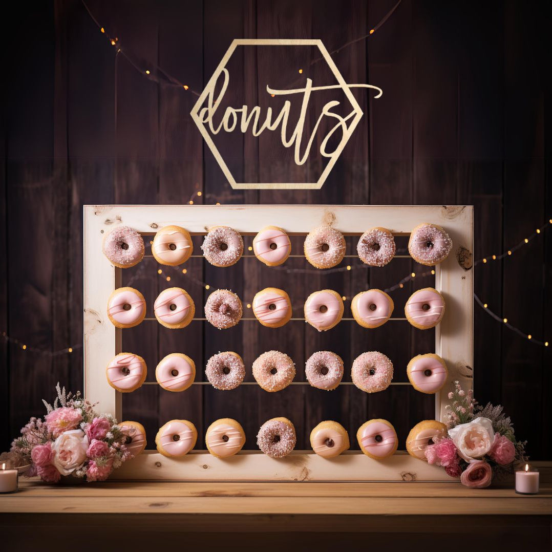 Large Laser Cut Donut Hexagon Wood Bar Sign