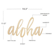 Laser Cut Wood Scripted Aloha Bar Sign