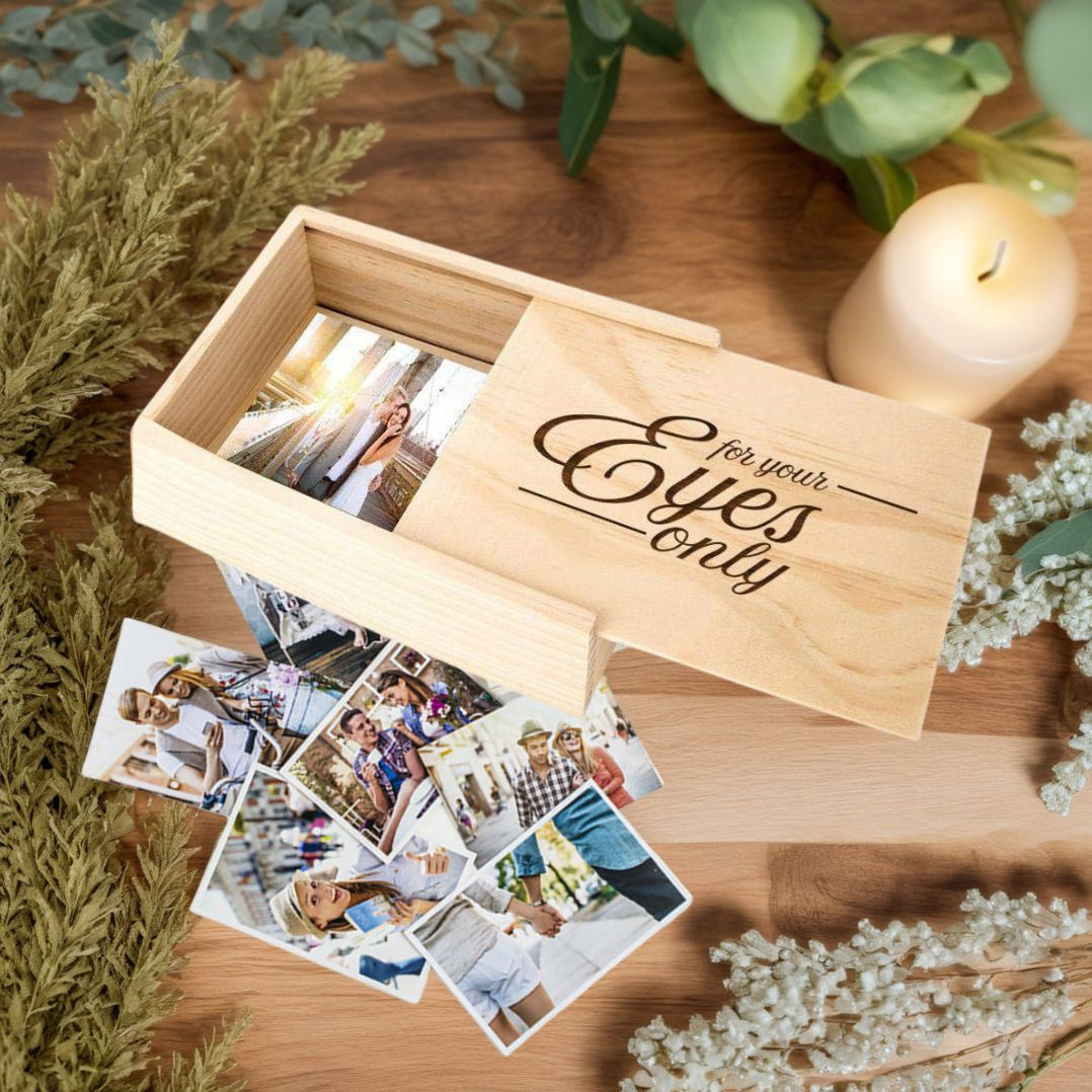 Laser Engraved Wedding Wooden Photo Box