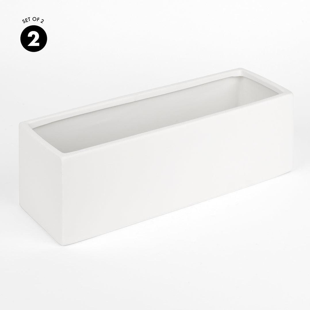 Set of 2 Ceramic Rectangular Vase