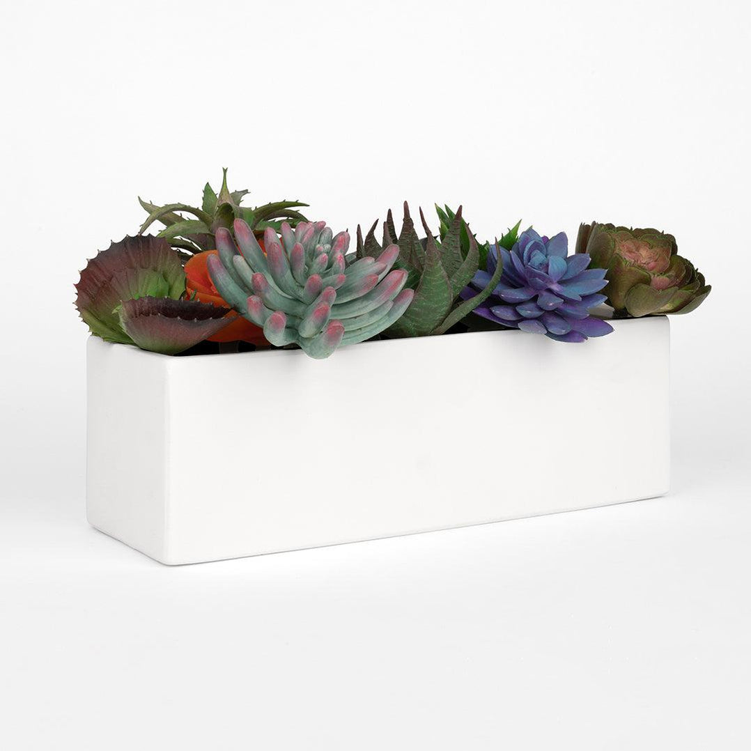 Set of 2 Ceramic Rectangular Vase