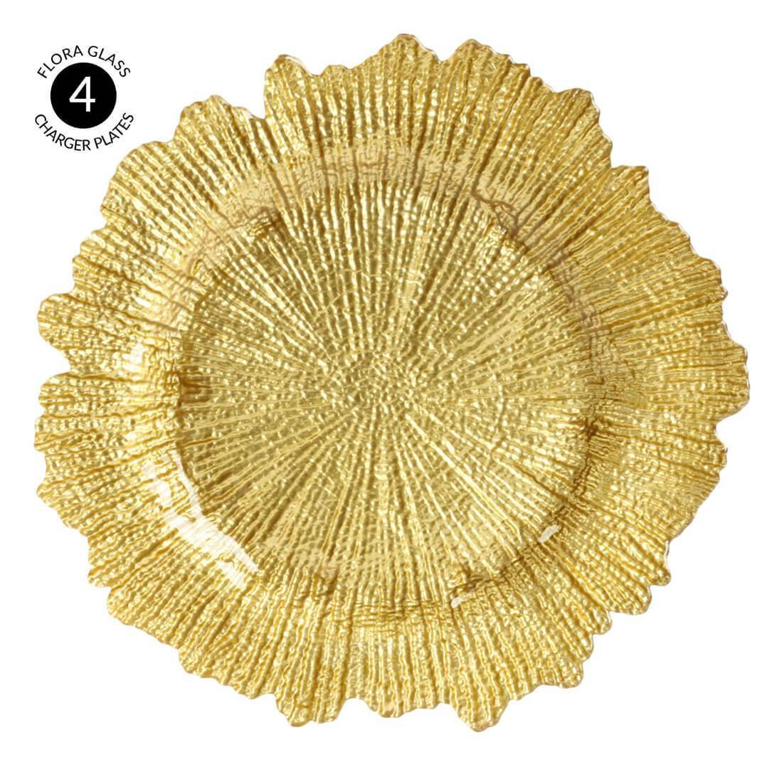 Set of 4 Flora Glass Charger Plates