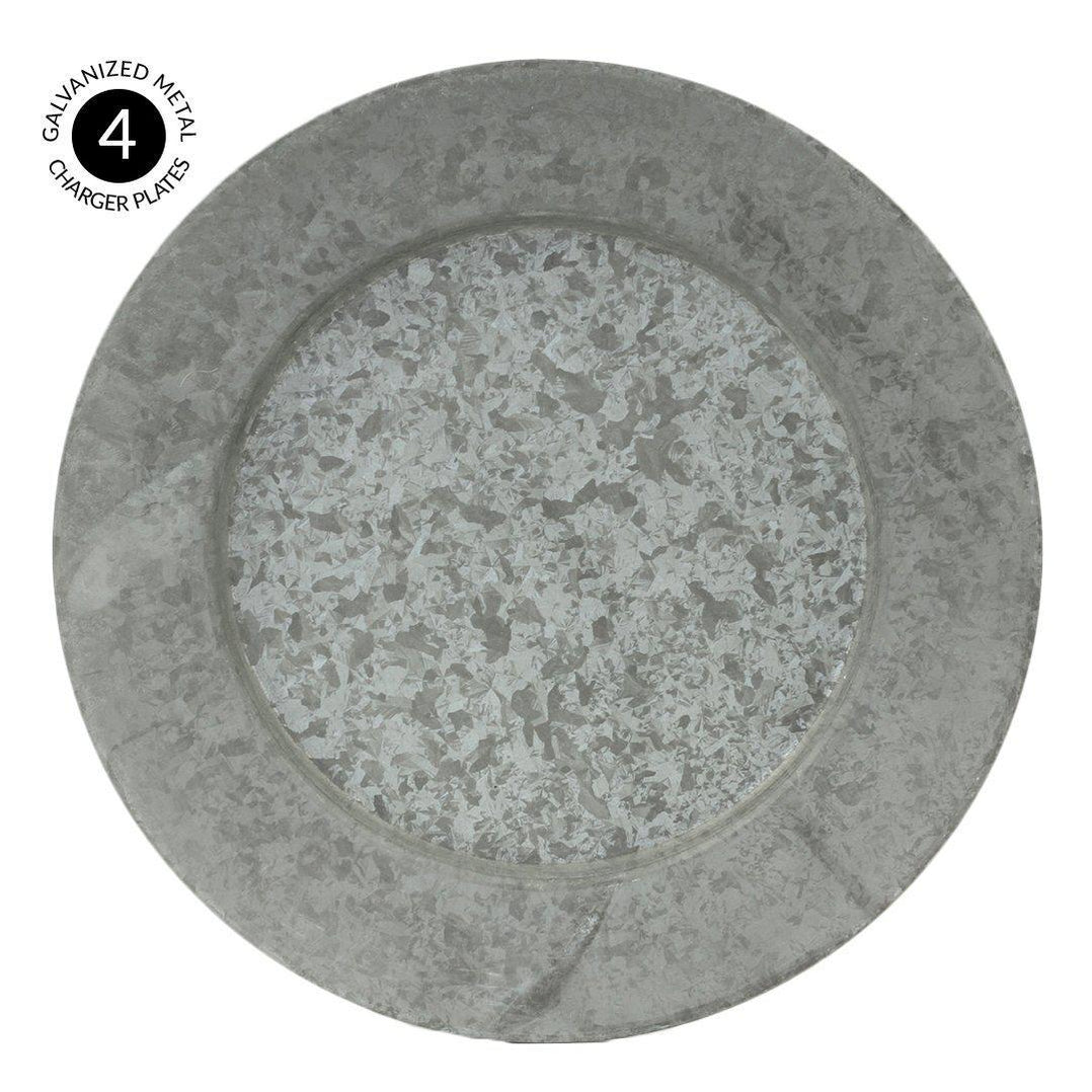 Set of 4 Galvanized Metal Charger Plates