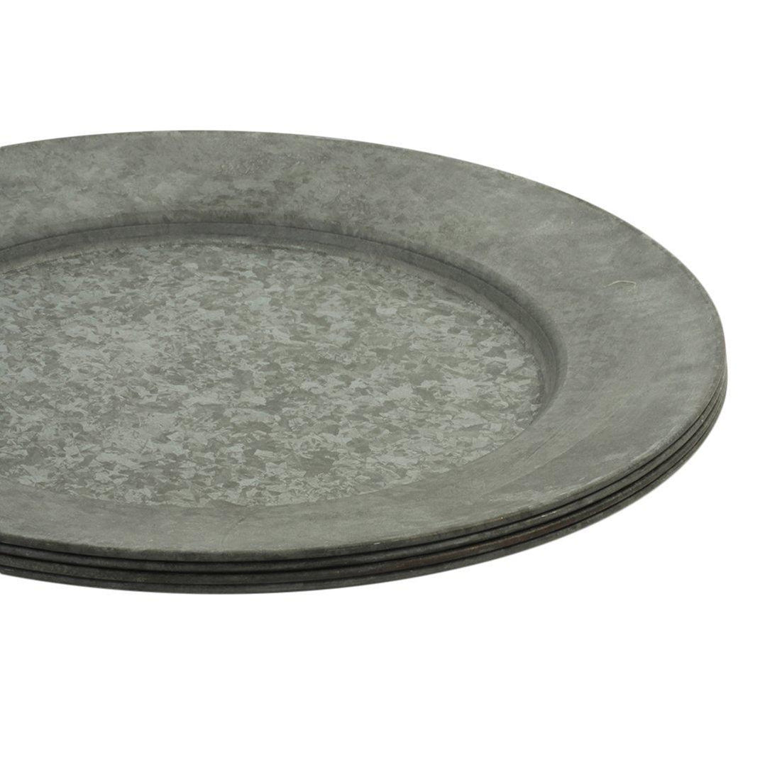 Set of 4 Galvanized Metal Charger Plates
