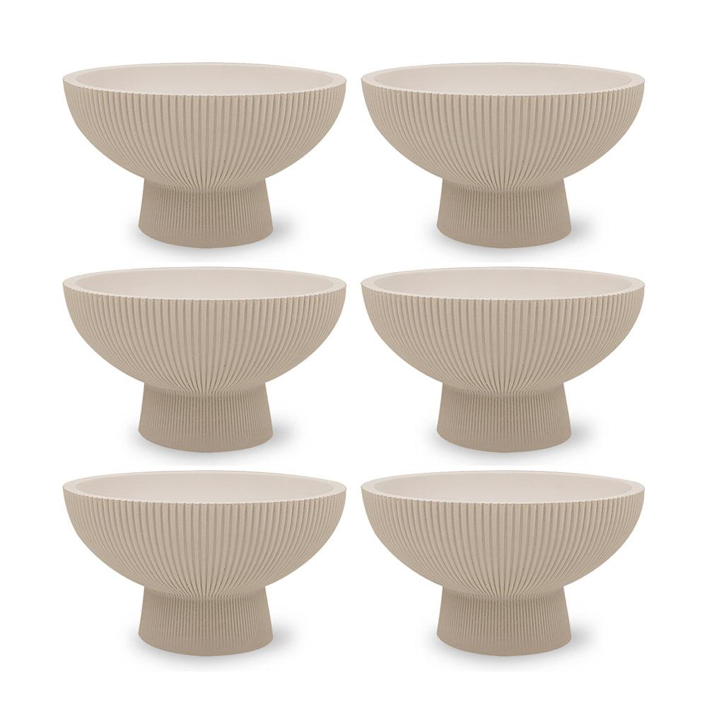 Set of 6 Ribbed Pedestal Decorative Bowls