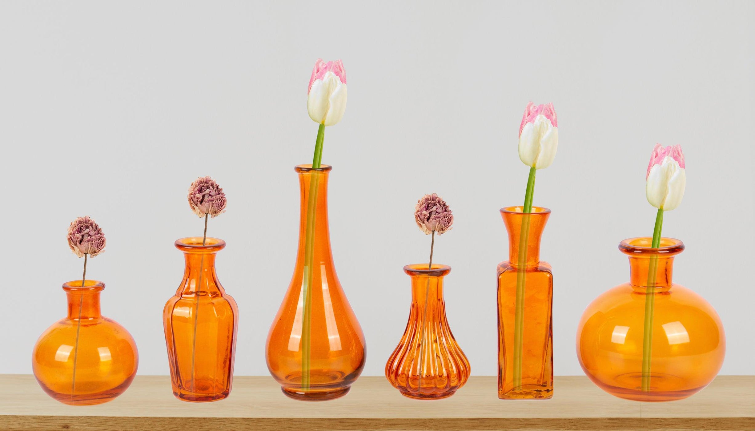 Set of 6 Vintage Glass Flower Bud Vases