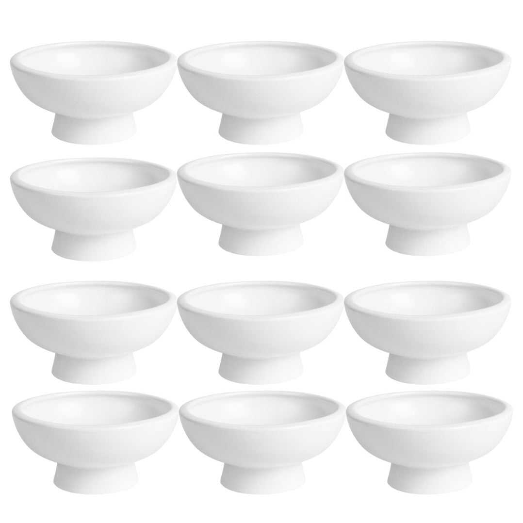 Set of 8 White Pedestal Footed Bowl Bulk Flower Vases