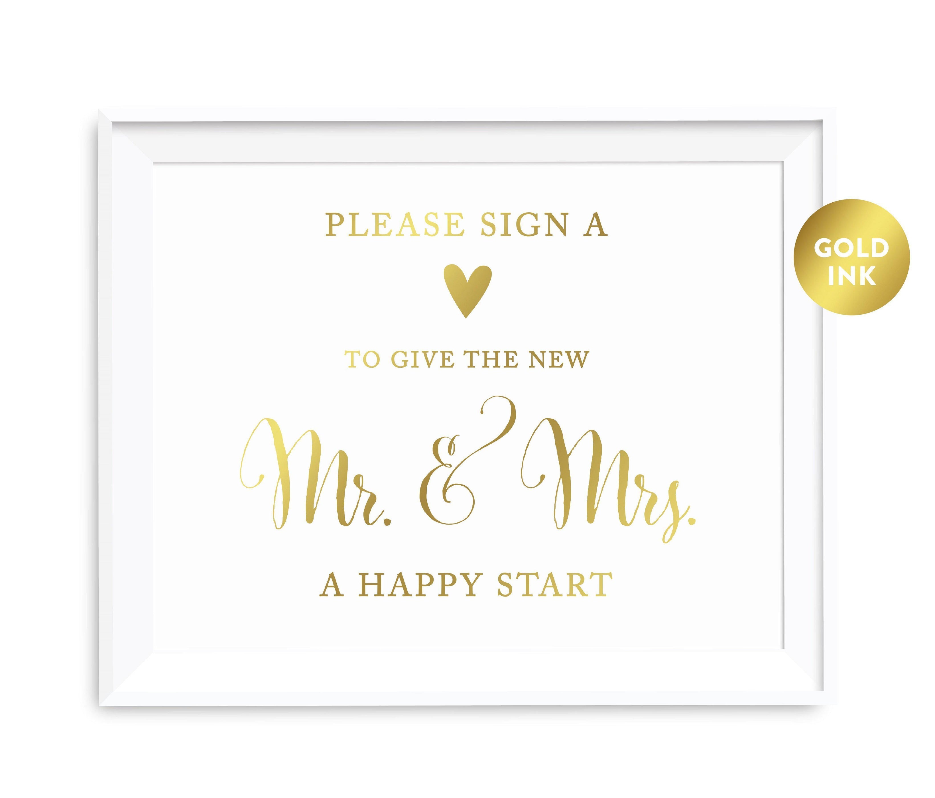 Andaz Press 8.5 x 11 Metallic Gold Wedding Party Signs