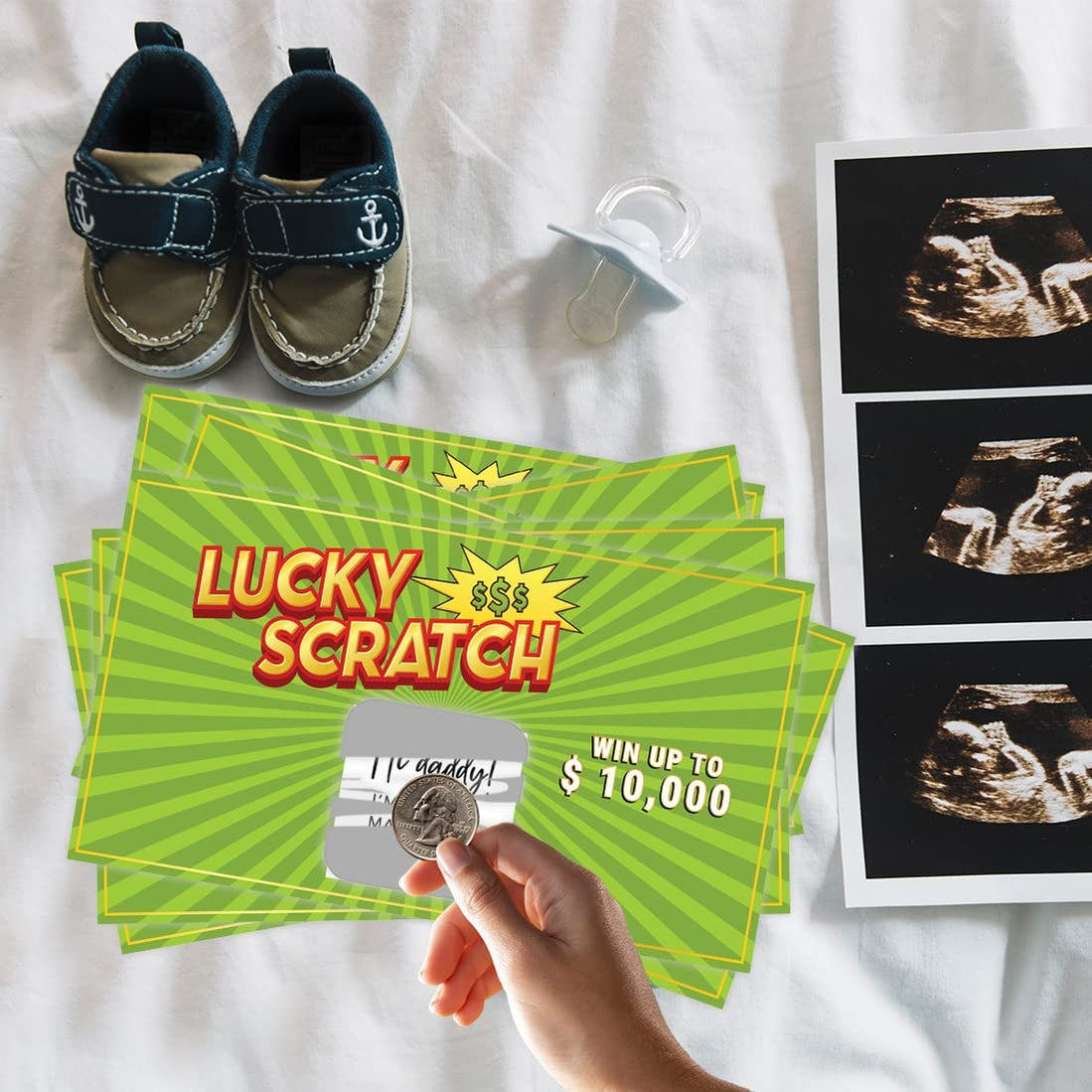 Custom Lottery Ticket Pregnancy Announcements, Scratch Off Cards for B