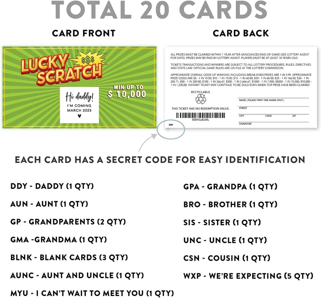 Custom Lottery Ticket Pregnancy Announcements, Scratch Off Cards for B