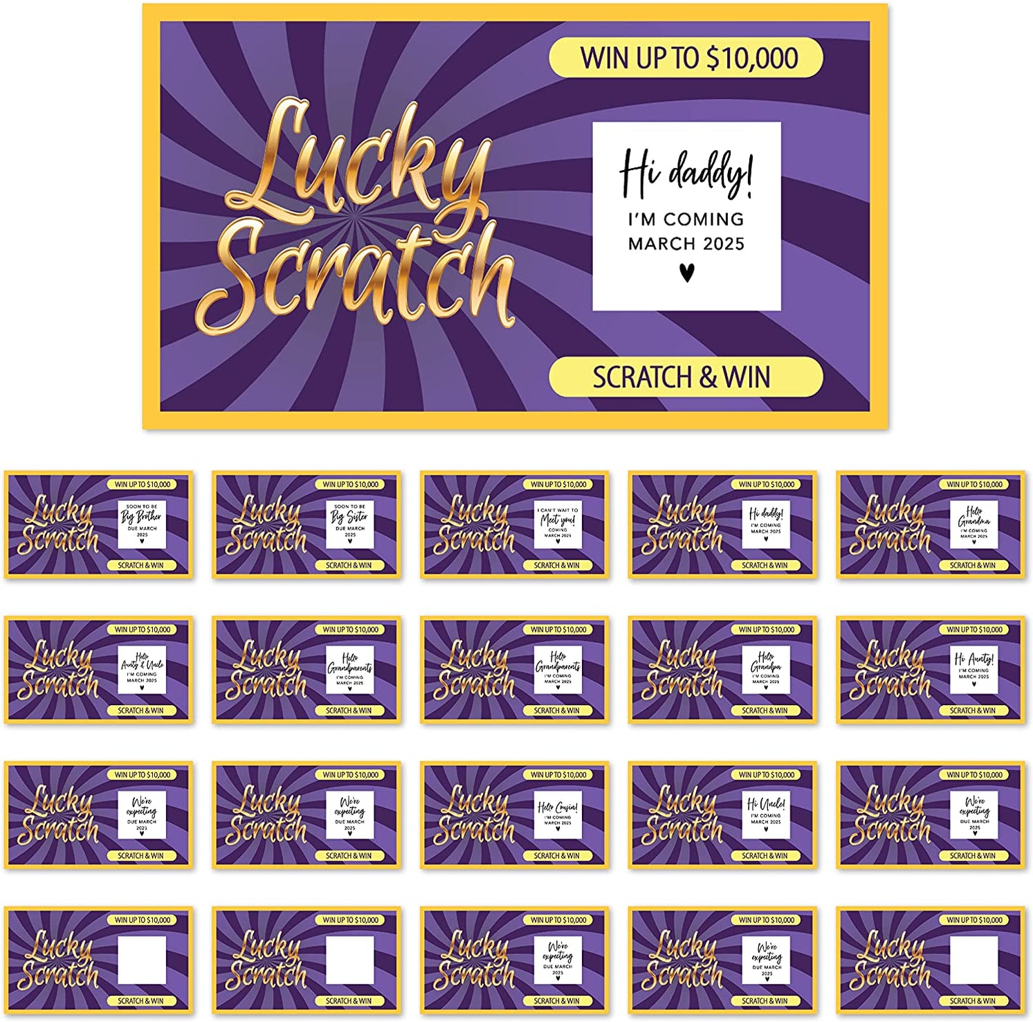Custom Lottery Ticket Pregnancy Announcements, Scratch Off Cards for B
