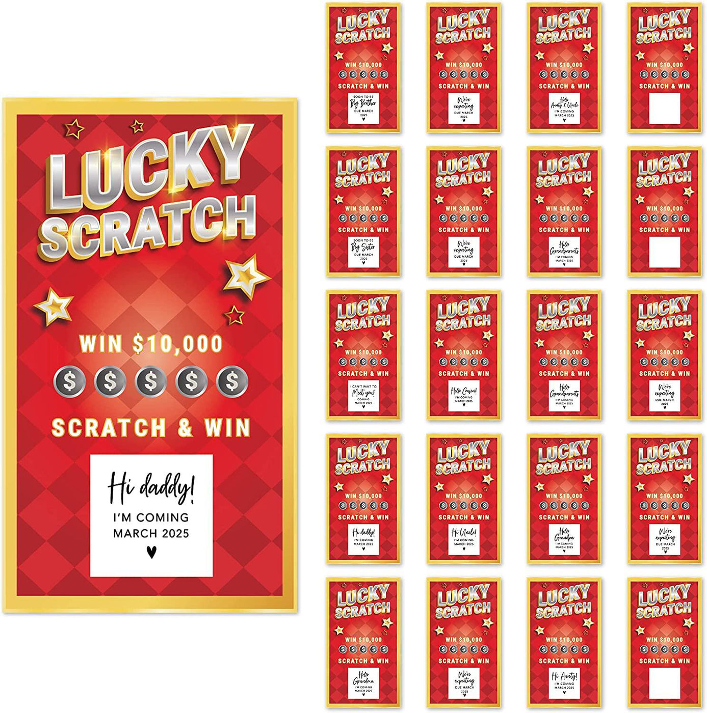 Custom Lottery Ticket Pregnancy Announcements, Scratch Off Cards for B