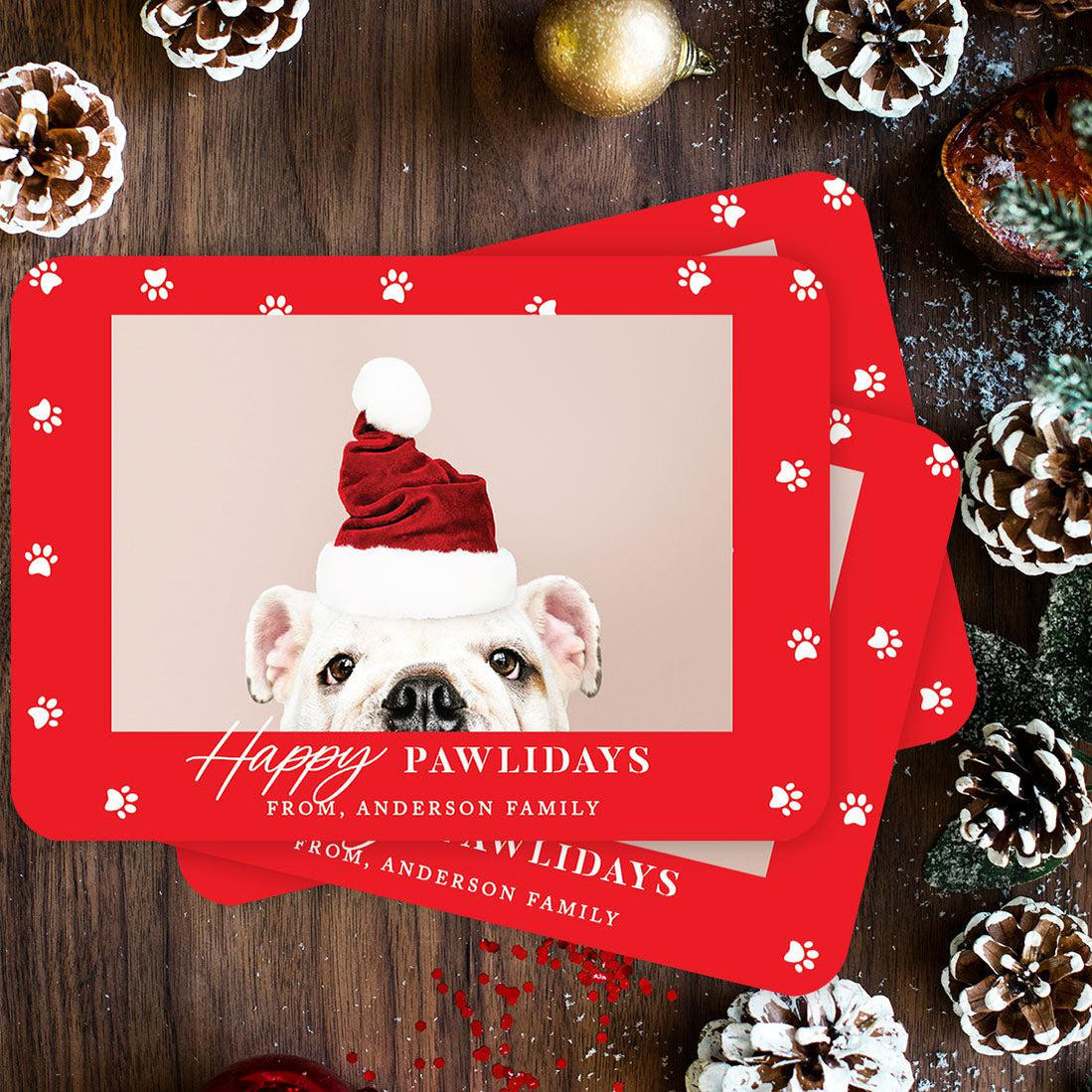 Custom Pet Holiday Christmas Cards with Envelopes, Holiday Photo Greet