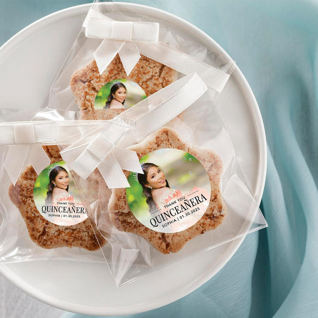 Custom Photo Round Circle Quinceañera Labels, Sticker for Sweet 15, Se