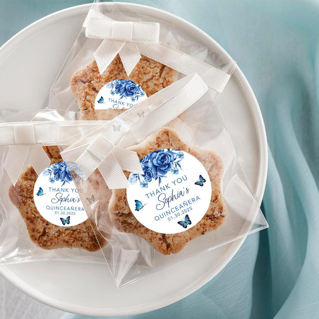 Custom Round Circle Quinceañera Labels, Sticker for Sweet 15, Set of 4