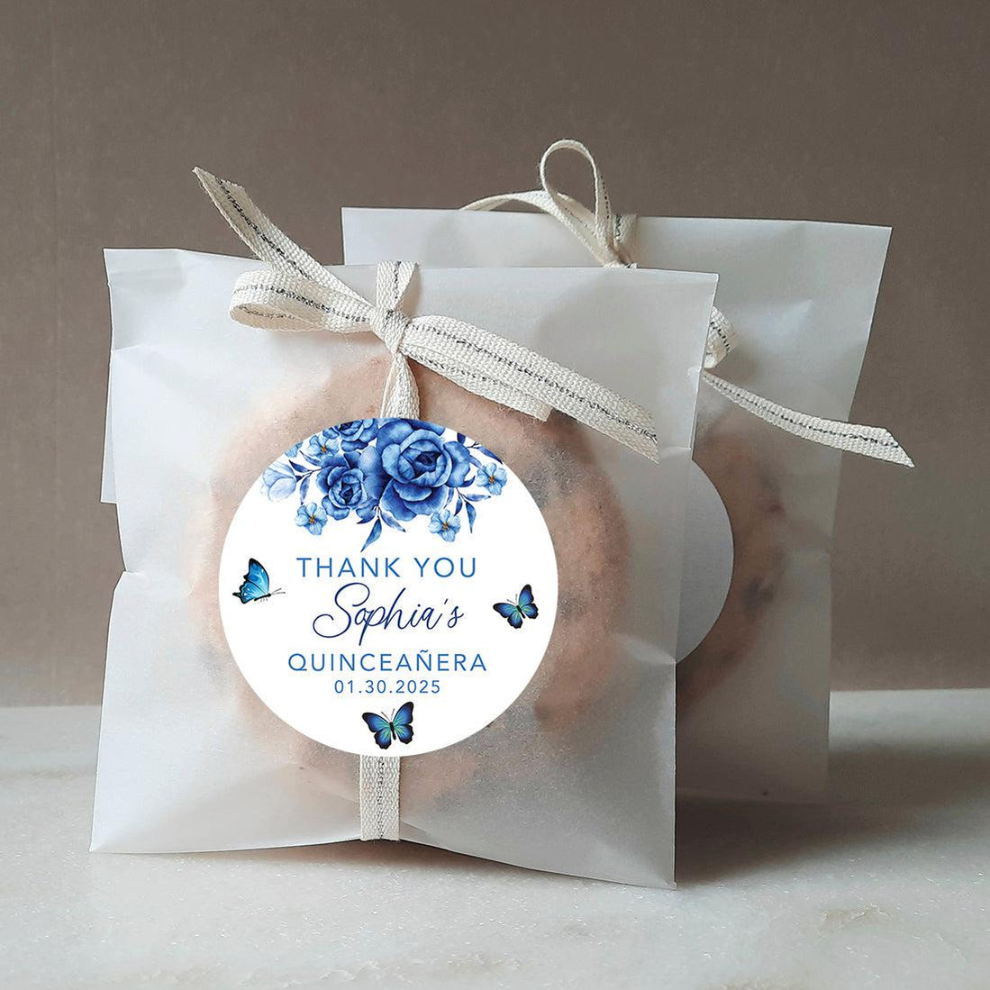 Custom Round Circle Quinceañera Labels, Sticker for Sweet 15, Set of 4