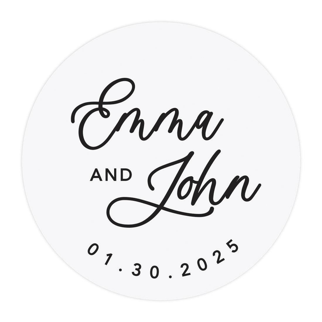 Custom Round Clear Wedding Sticker Labels with Black Ink