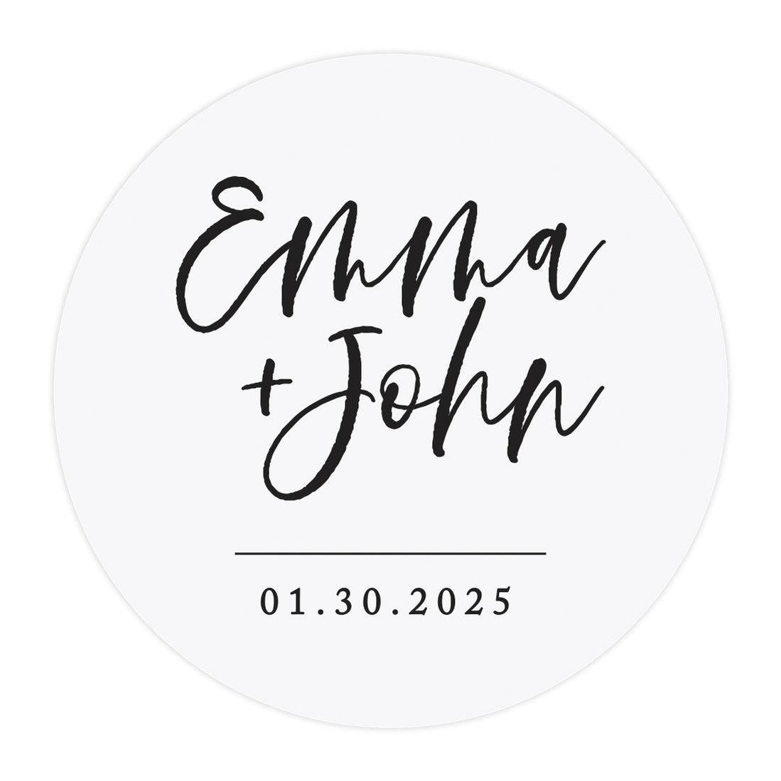 Custom Round Clear Wedding Sticker Labels with Black Ink