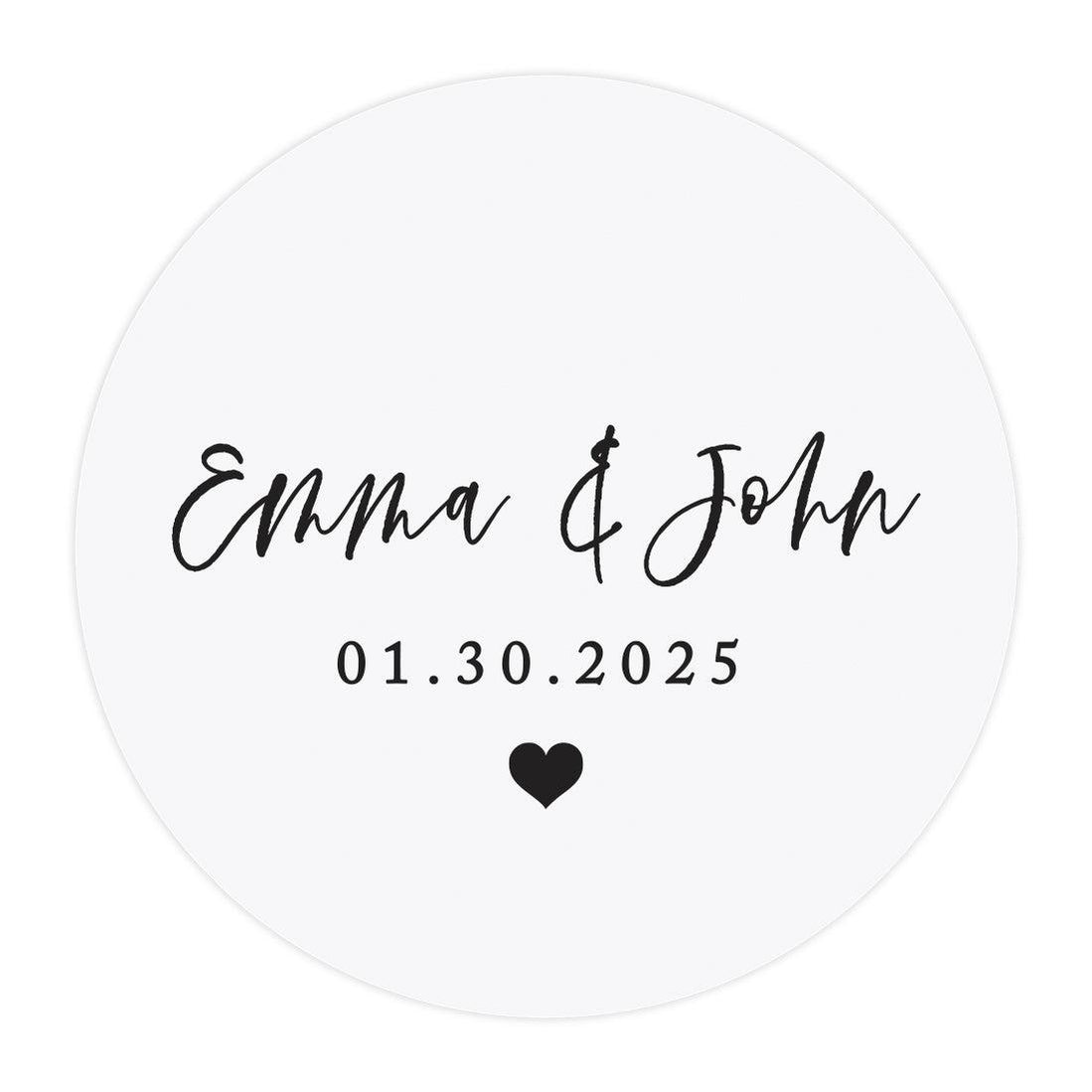 Custom Round Clear Wedding Sticker Labels with Black Ink