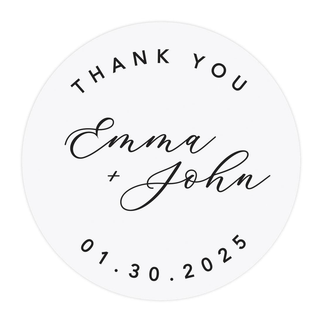 Custom Round Clear Wedding Sticker Labels with Black Ink