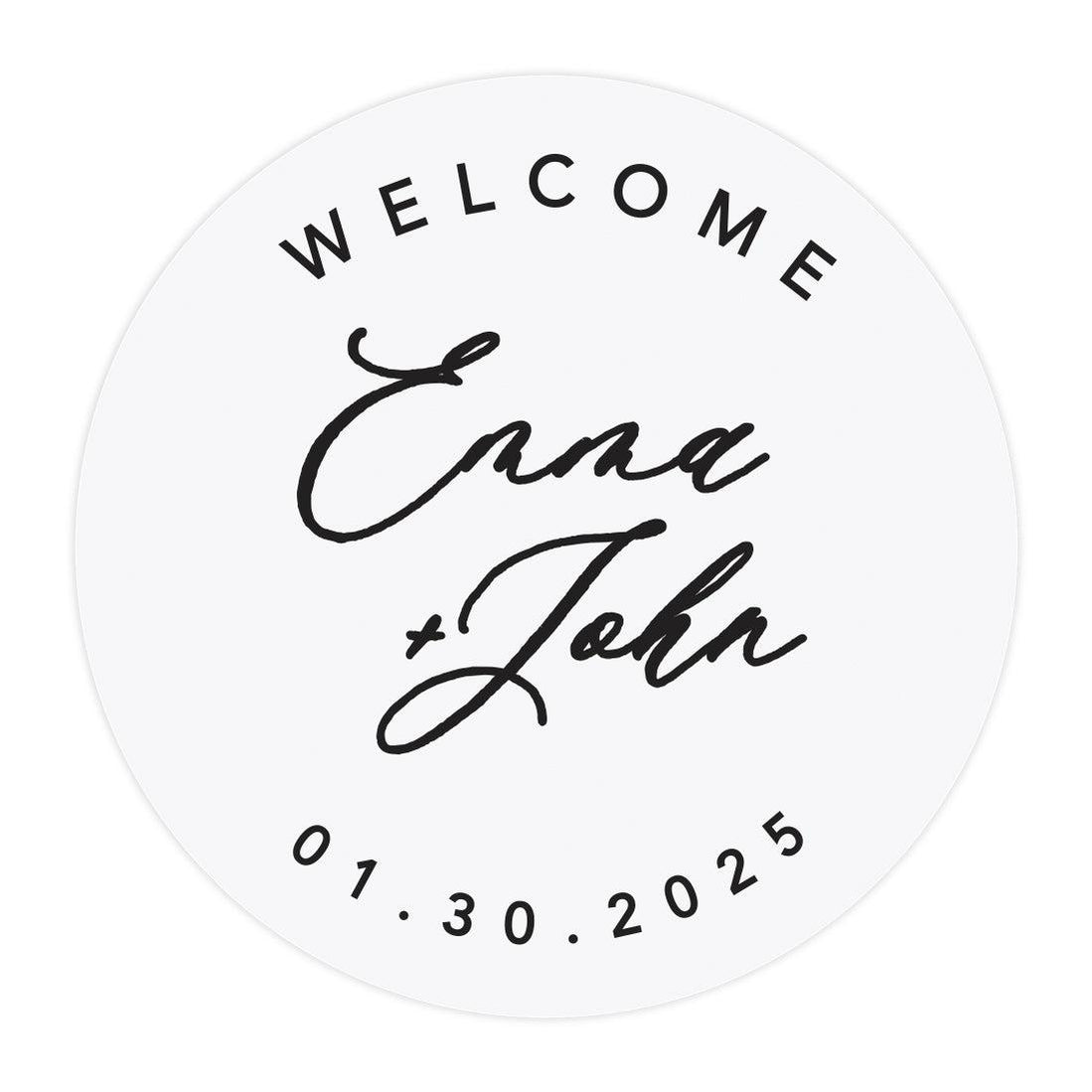 Custom Round Clear Wedding Sticker Labels with Black Ink