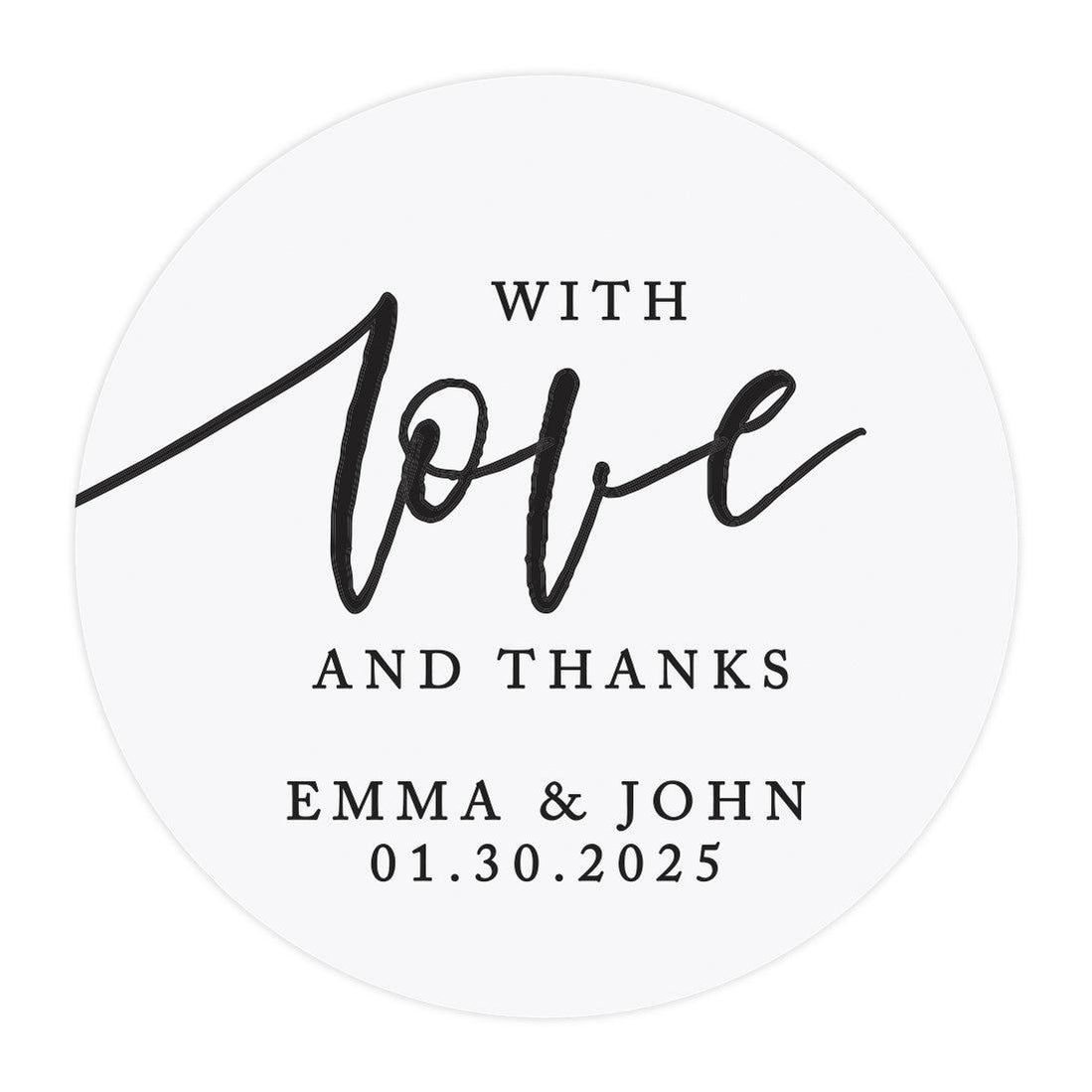 Custom Round Clear Wedding Sticker Labels with Black Ink