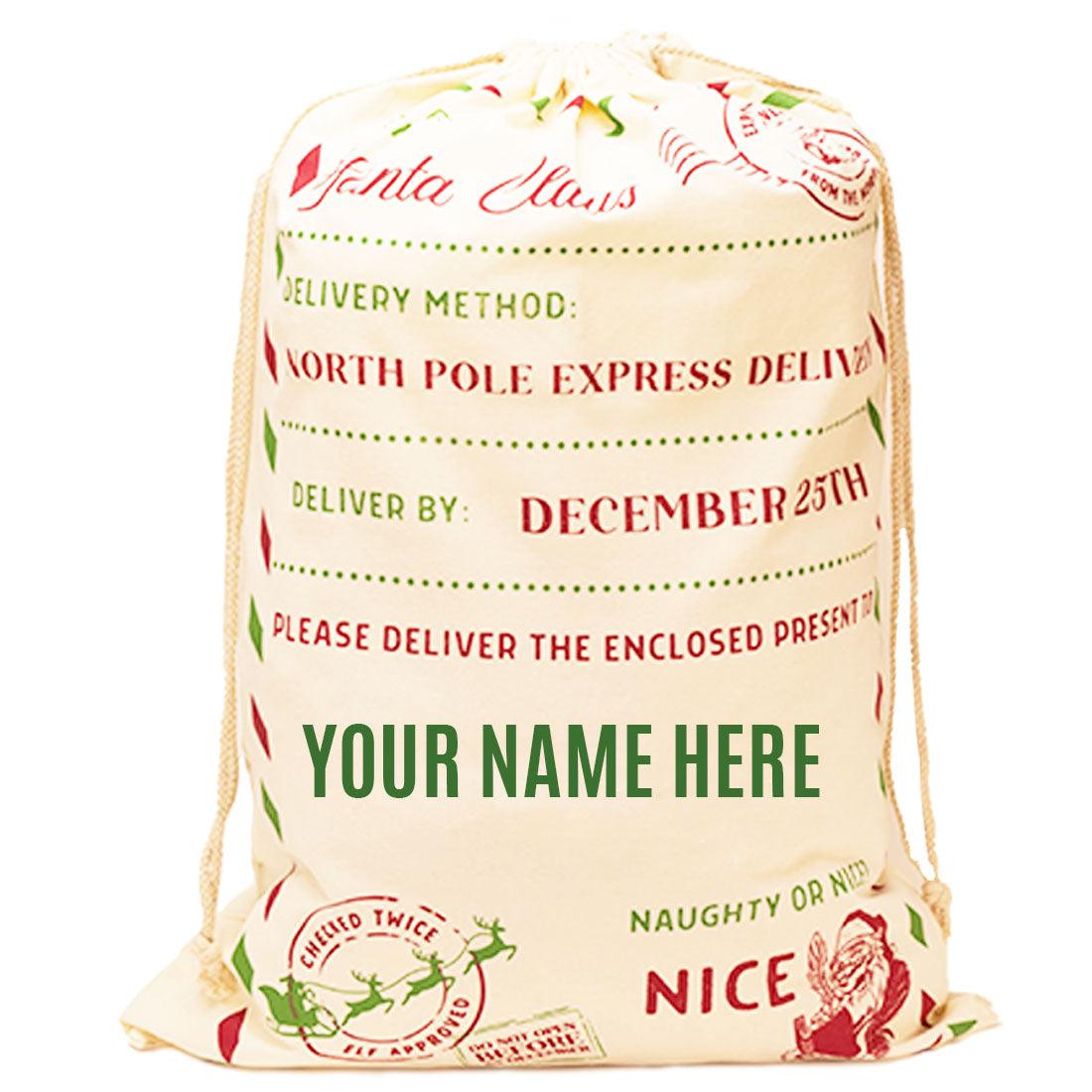 Custom Santa Sack For Kids, Reusable Large Santa Sack with Drawstring