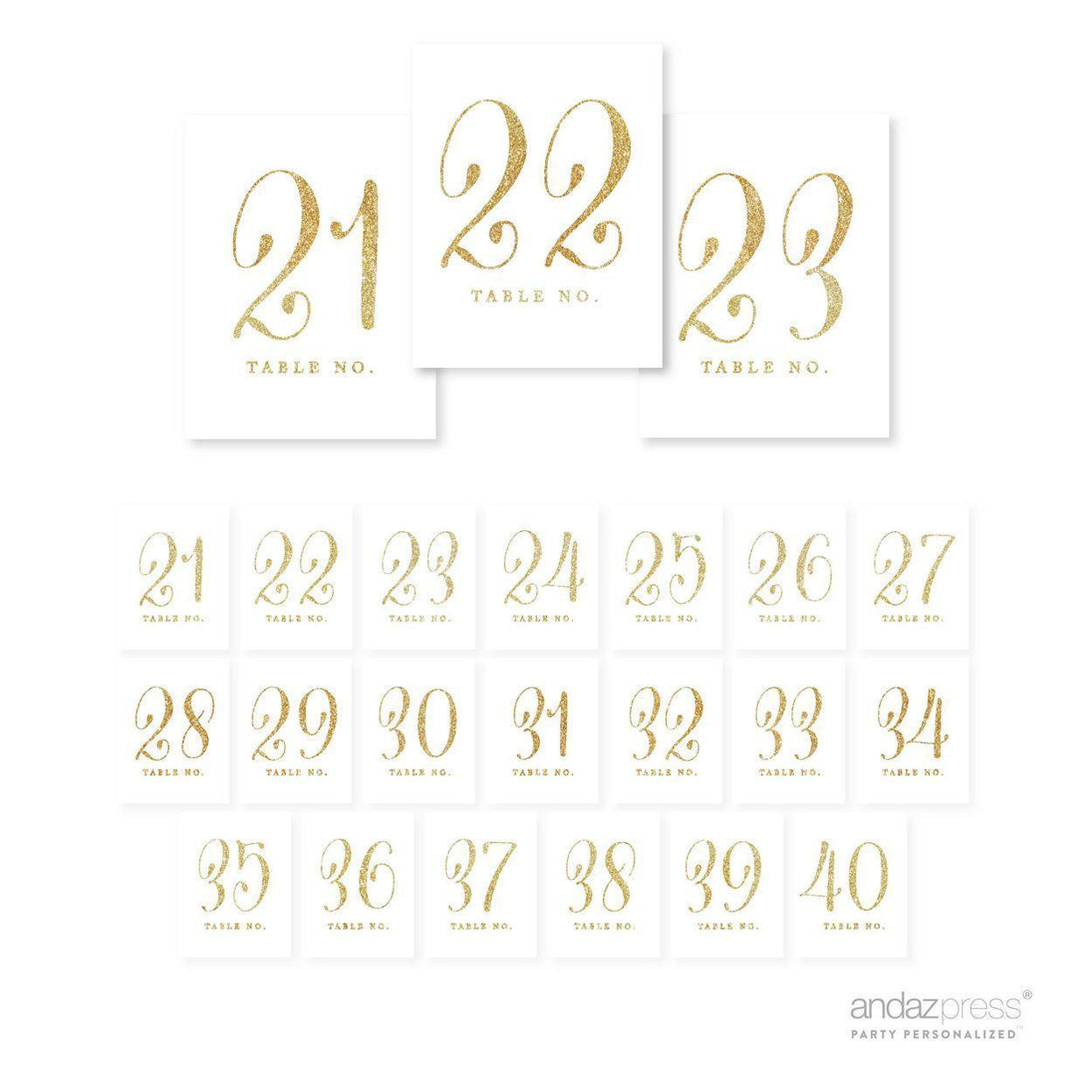 Gold Glitter Table Numbers