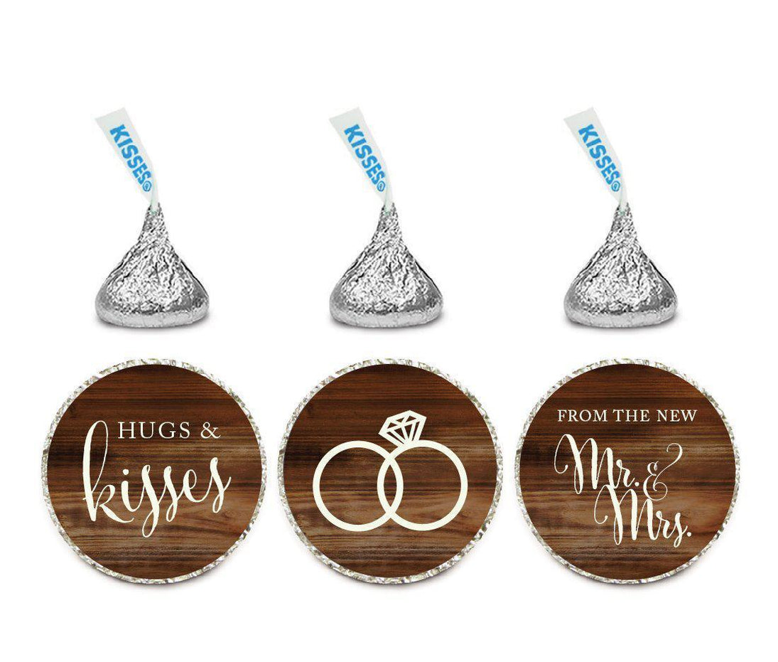 Hugs & Kisses from the New Mr. & Mrs. Rustic Wood Hershey's Kisses Sti