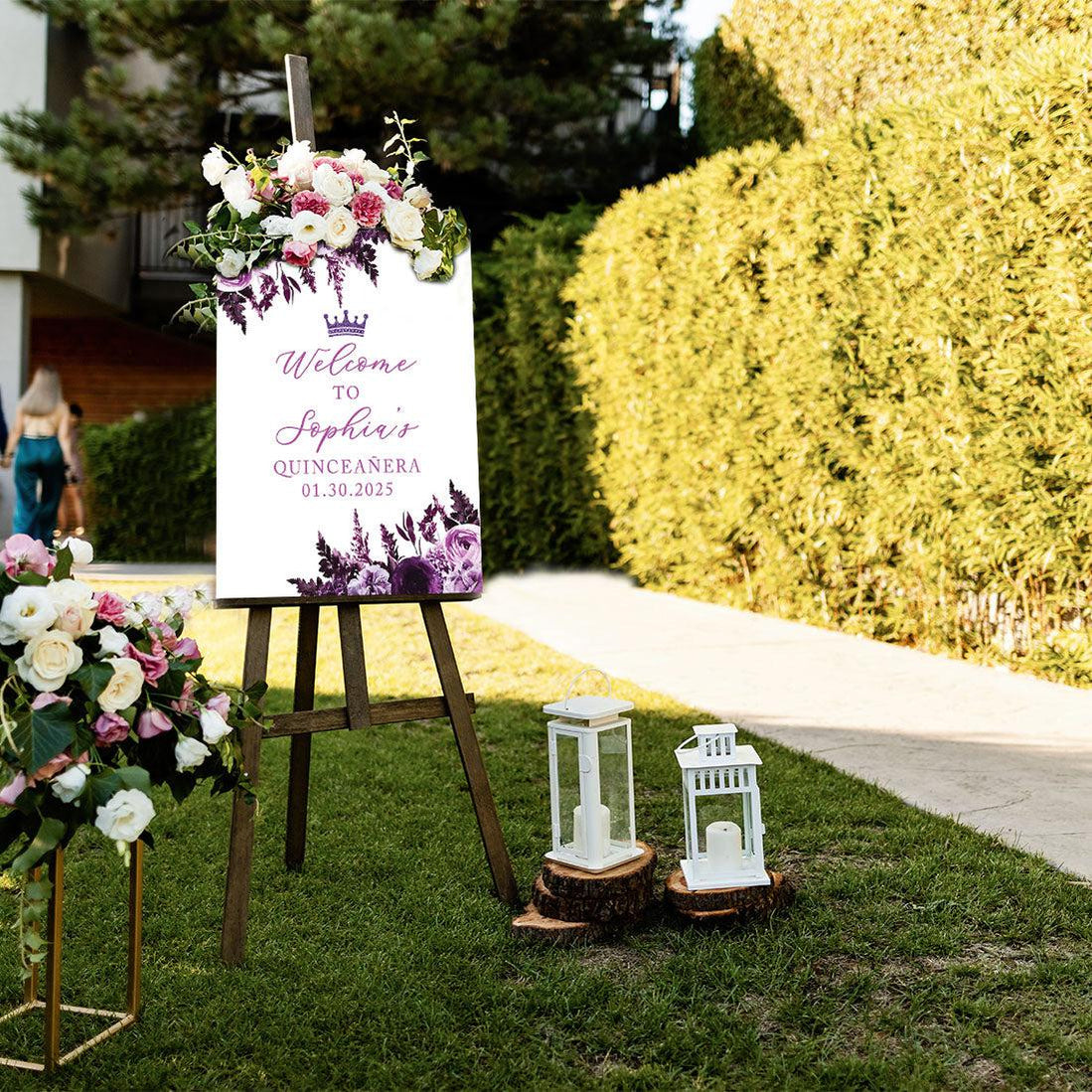 Large Custom Quinceañera Welcome Sign, Canvas Sign for Sweet 15
