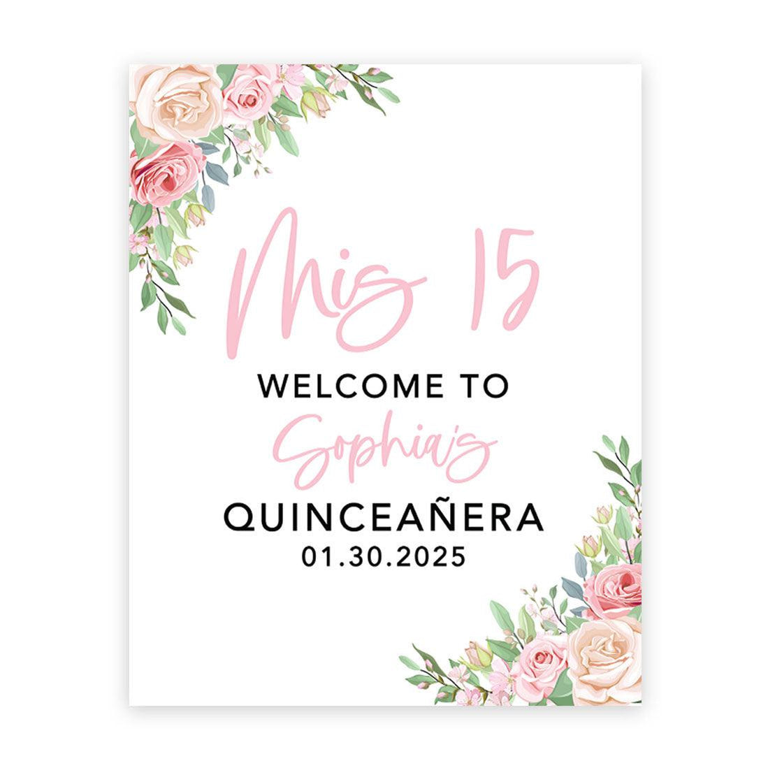 Large Custom Quinceañera Welcome Sign, Canvas Sign for Sweet 15