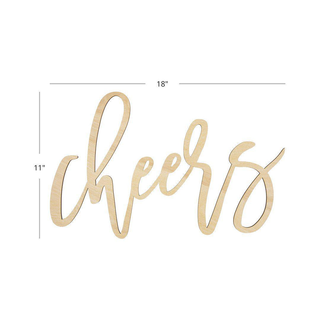 Laser Cut Wood Scripted Cheers Bar Sign